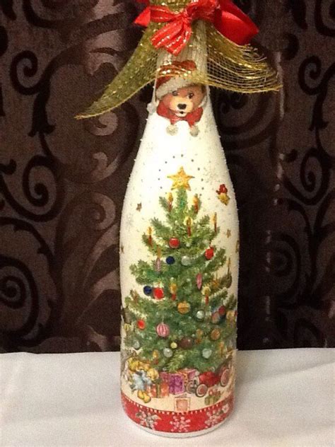 Шампанское к Новому году Окрашенные бутылки Украшенные бутылки Роспись бутылок