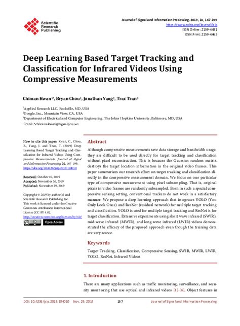 Pdf Deep Learning Based Target Tracking And Classification For