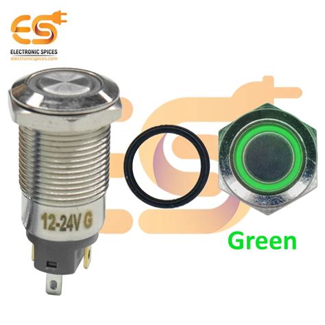 Buy 12 Mm 12 24V Ring Light Push Button Self Lock Metal Switch With Green Indicator