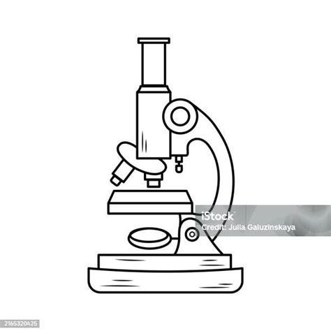 Microscope Doodle Icon Line Art Education Or School Symbol Laboratory Equipment Stock