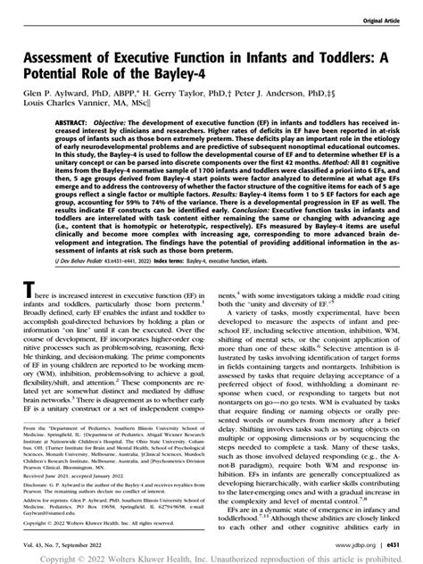 Executive Function Assessment In Infants Pdf Principal Component Analysis Executive Functions
