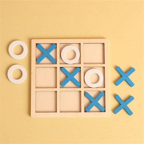Wooden Tic Tac Toe Board Game Logic Thinking Skill Training 2 Players
