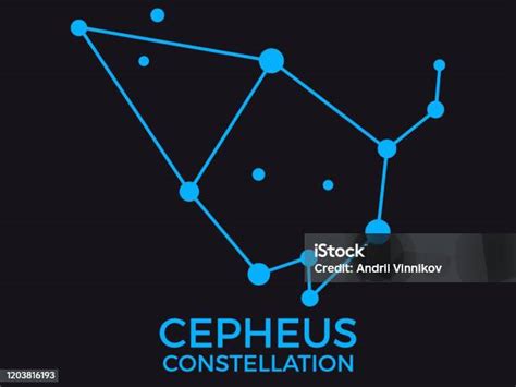 세페우스 별자리 밤 하늘에 별입니다 별과 은하의 클러스터 검은 색 배경에 파란색의 별자리입니다 벡터 일러스트레이션 0명에 대한 스톡 벡터 아트 및 기타 이미지 Istock
