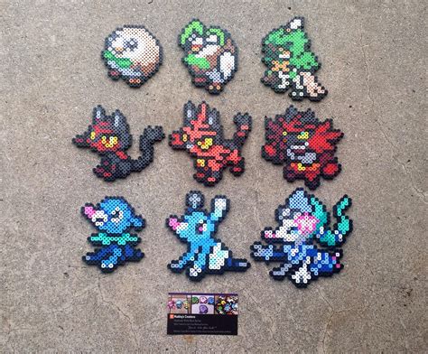 Gen Vii Starters Pokemon Perler Bead Sprites By Maddogscreations On