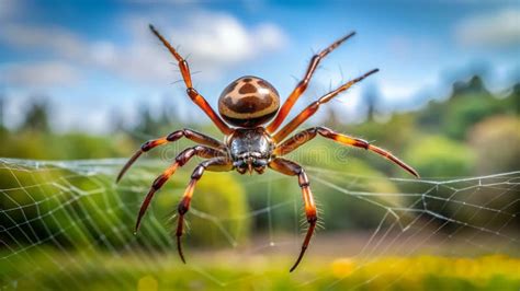 False Widow Spider Jumps Farm Stock Illustration Illustration Of Nature Insects 329160639