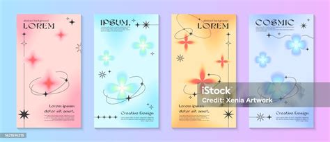 선형 모양 흐릿한 반짝임 90년대 스타일의 텍스트 복사 공간이 있는 벡터 인스타 스토리 그라디언트 템플릿 0명에 대한 스톡 벡터 아트 및 기타 이미지 Istock