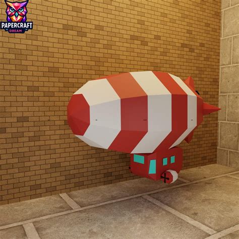 Airship Blimp Papercraft Template Diy Low Poly Zeppelin Origami 3d