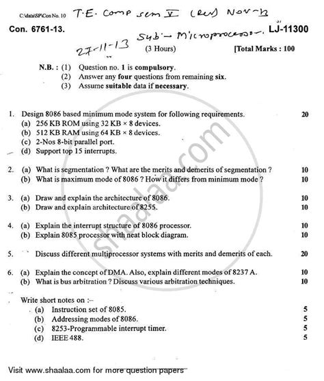 Microprocessors 2013 2014 Be Computer Engineering Semester 5 Te Third