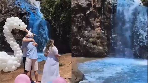 Parents Dye Waterfall Blue For Gender Reveal In Brazil See How Netizens Reacted To It