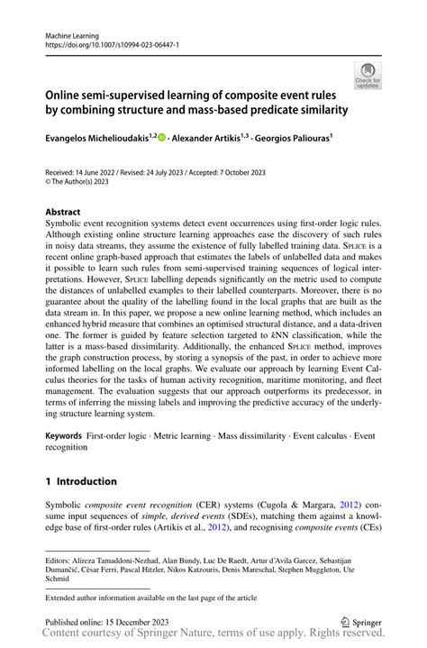 Pdf Online Semi Supervised Learning Of Composite Event Rules By Combining Structure And Mass