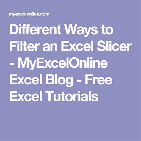 Different Ways To Filter An Excel Slicer