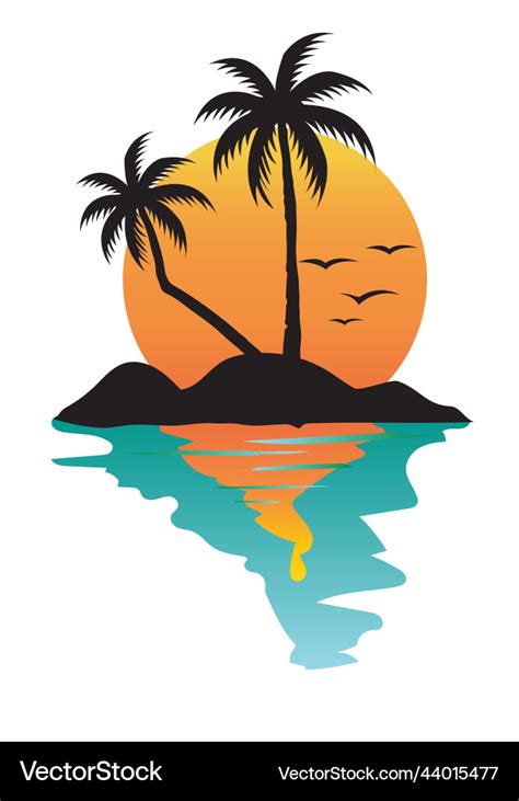 Beach Sunset Royalty Free Vector Image Vectorstock