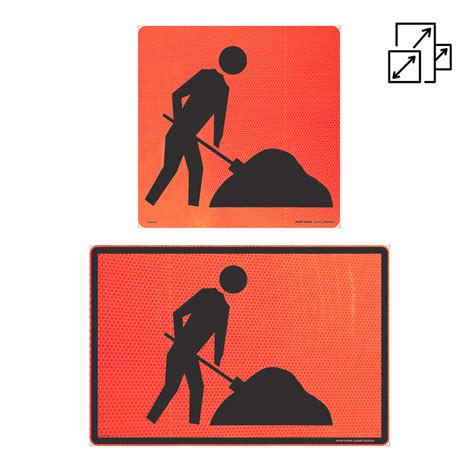 Sign Workman Symbol Class 1 Reflective Blackorange — Euro Signs And Safety