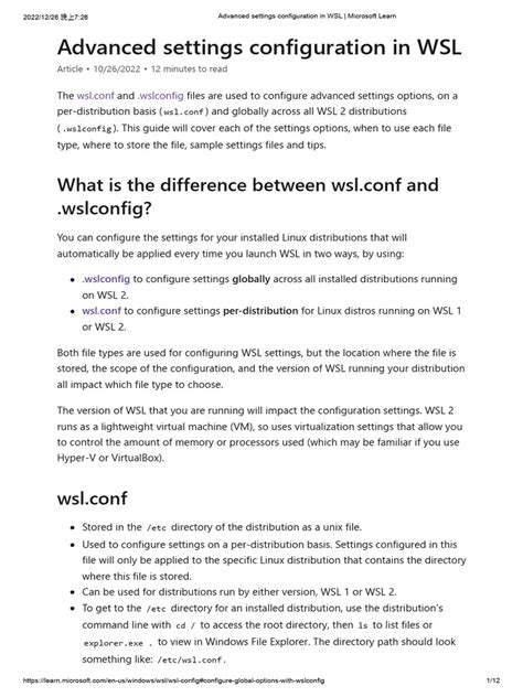 Advanced Settings Configuration In Wsl Microsoft Learn Pdf Computer Engineering Computer