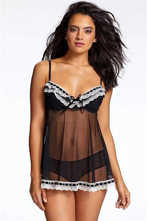 Orcajump Black Lace Spaghetti Strap Two Piece Lingerie Set With Gart