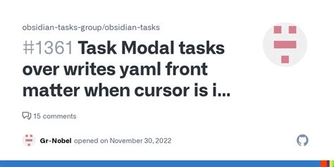Task Modal Tasks Over Writes Yaml Front Matter When Cursor Is In The