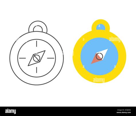 Compass Icon Outline And Colored Compass Isolated On White Background Stock Vector Image And Art