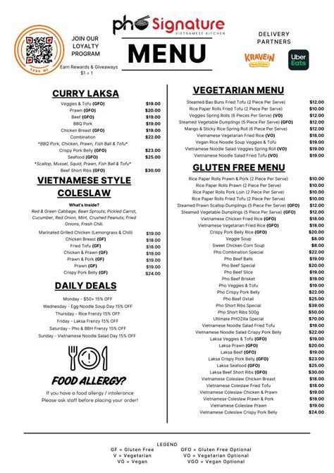 Menu At Pho Signature Berwick