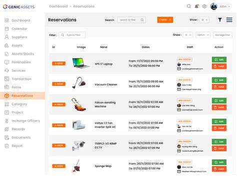 Asset Reservation Genic Assets Website