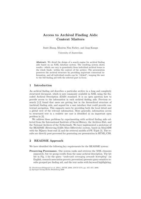 Pdf Access To Archival Finding Aids Context Matters