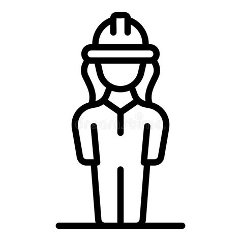 Female Construction Engineer Icon Outline Vector Woman Worker Stock