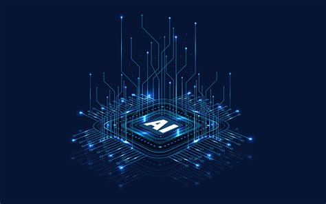 Стокова ілюстрація Чіпсет Штучного Інтелекту На Платі В Футуристичній Концепції Технології Фону