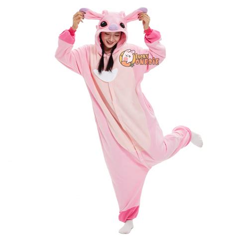 Angel Costume Pink Stitch Onesies Pajamas Halloween Cosplay Outfit