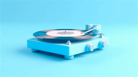 Minimalist 3d Render Of A Turntable On A Vibrant Blue Background With