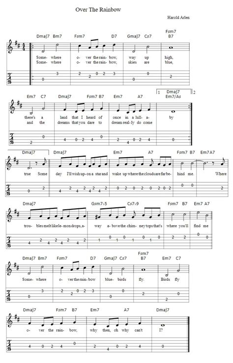 Acordes De Guitarra Para Over The Rainbow Over The Rainbow Harold