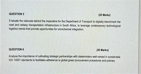 Solved Question 5 20 ﻿marks Evaluate The Rationale Behind