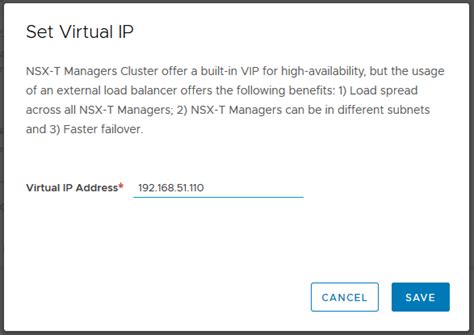 Configure Virtual IP For NSX T Management Cluster VElements Net