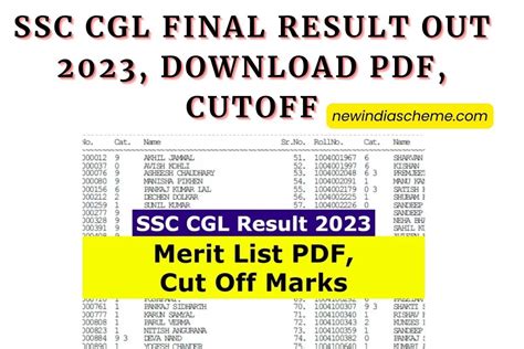 SSC CGL Final Result Out Download PDF Cutoff