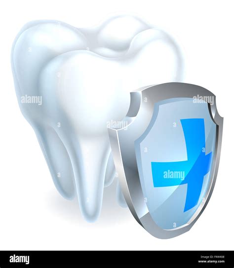 A Tooth Shield Concept Of A Shiny White Tooth Being Protected By A