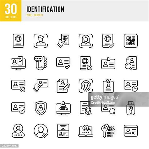 Identification Thin Line Vector Icon Set 30 Icons Pixel Perfect The Set