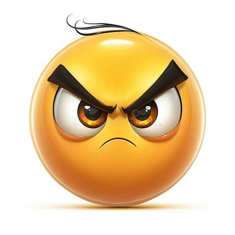 Angry Yellow Emoji With Furrowed Brows And Intense Eyes Expressing
