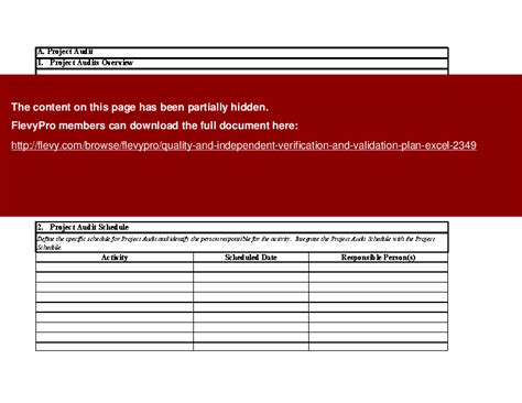 Quality And Independent Verification And Validation Plan Excel