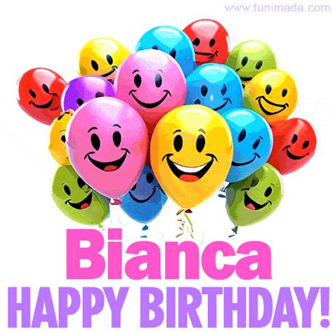 Birthday  For Bianca With Animated Smiley Face Balloons Download