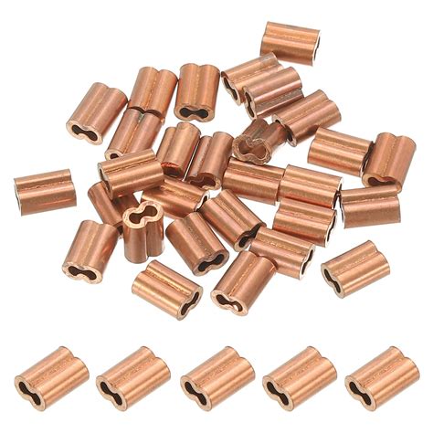 Patikil M15116 Copper Crimping Loop Sleeve 25 Pack Wire Rope Loop Sleeve Cable Crimps For