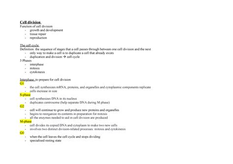 8 Cell Division Summary Cell Division Function Of Cell Division Growth And Development