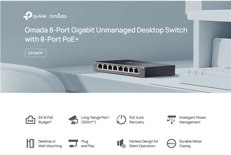 Tp Link Omada 8 Port Gigabit Desktop Switch With 8 Port Poe Ds108gp