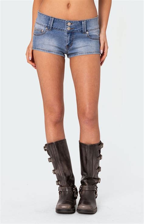 Edikted Honey Low Rise Denim Micro Denim Shorts Pacsun