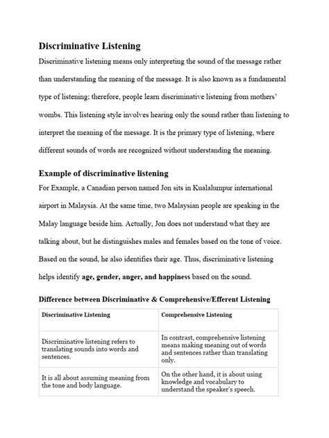 Discriminative Listening Pdf