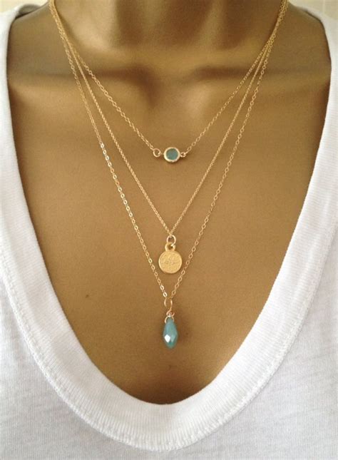 Gold Layered Necklace Set Layering Necklaces Gold Birthday Etsy