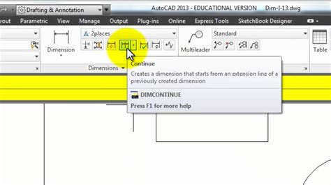 Continuous And Baseline Dimensioning In Autocad 2013 Youtube