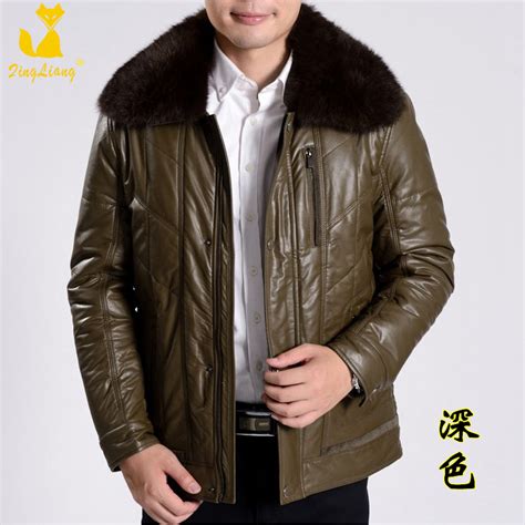韩国金狐狸真毛领男装真皮棉衣皮衣外套立领真皮衣中年潮正品特价xiacaiping8