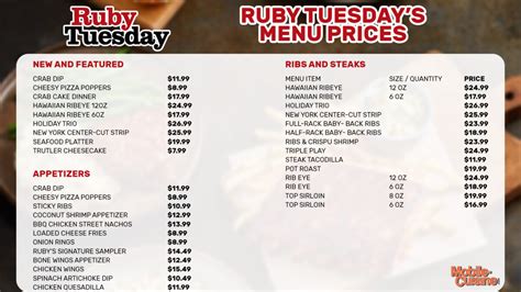 Full Ruby Tuesday Menu Prices Garden Bar 2024