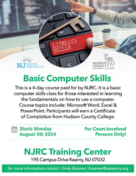 Njrc And Hccc Basic Computer Skills Class Nj Reentry Corporation