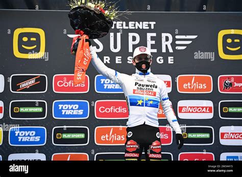 Belgian Eli Iserbyt Pictured On The Podium After The Mens Elite Race