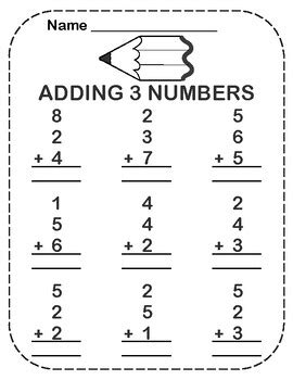Adding Three Numbers Worksheets By Nulu Press TPT Adding Three Numbers Worksheets By Nulu Press TPT