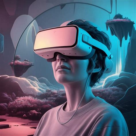 Woman With Vr Glasses In Futuristic City By Generative Ai Image